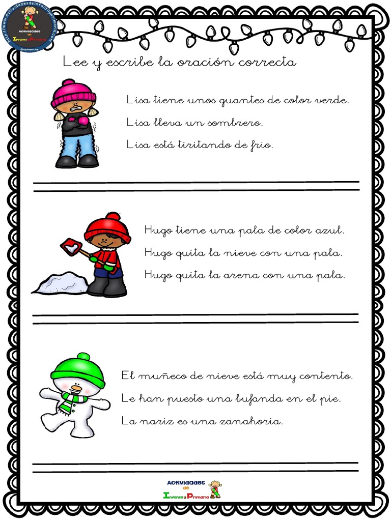 Actividades para La Comprensión de Las Oraciones | PDF | Nieve | Ocio