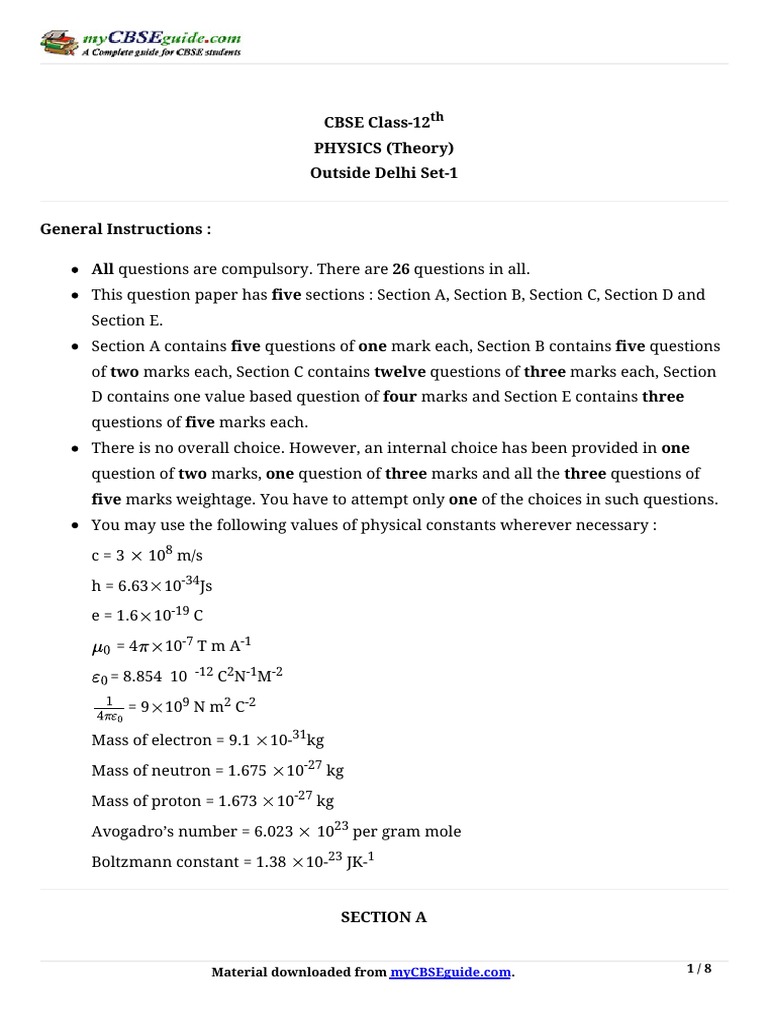 12 Physics Lyp Out Delhi Set1 | PDF | Inductance | Polarization (Waves)