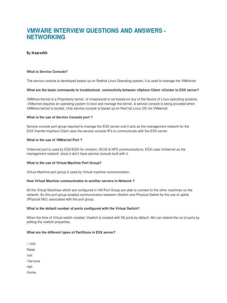 Vmware Interview Questions and Answers PDF | PDF | Areas Of Computer ...