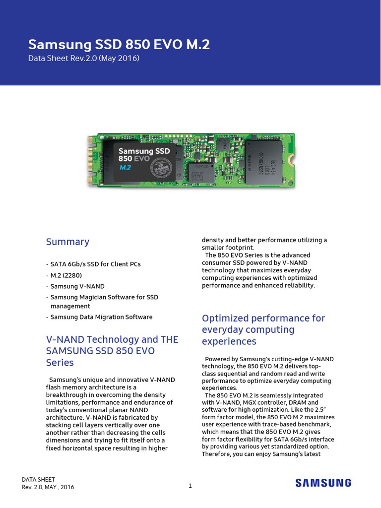 Samsung SSD 850 EVO M2 Data Sheet Rev2 | PDF | Solid State Drive ...