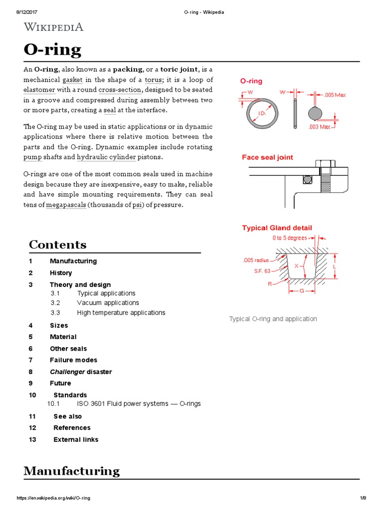 O Ring Wikipedia | PDF | Building Engineering | Materials