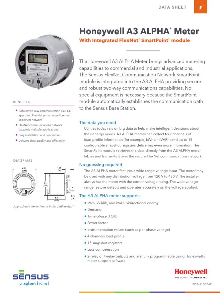 Honeywell A3 ALPHA Meter Data Sheet.pdf | Hertz | Computer Network
