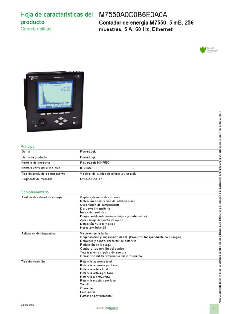 ION7550_ION7650_M7550A0C0B6E0A0A.pdf | Energia electrica | Corriente ...