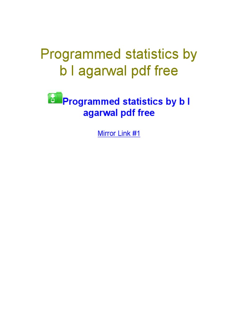 Programmed Statistics by B L Agarwal PDF Free | PDF | Microsoft Windows ...
