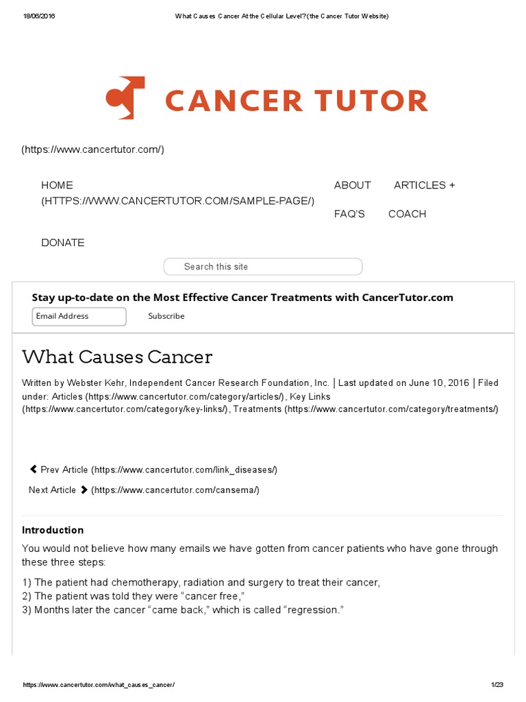What Causes Cancer at The Cellular Level - (The Cancer Tutor Website ...