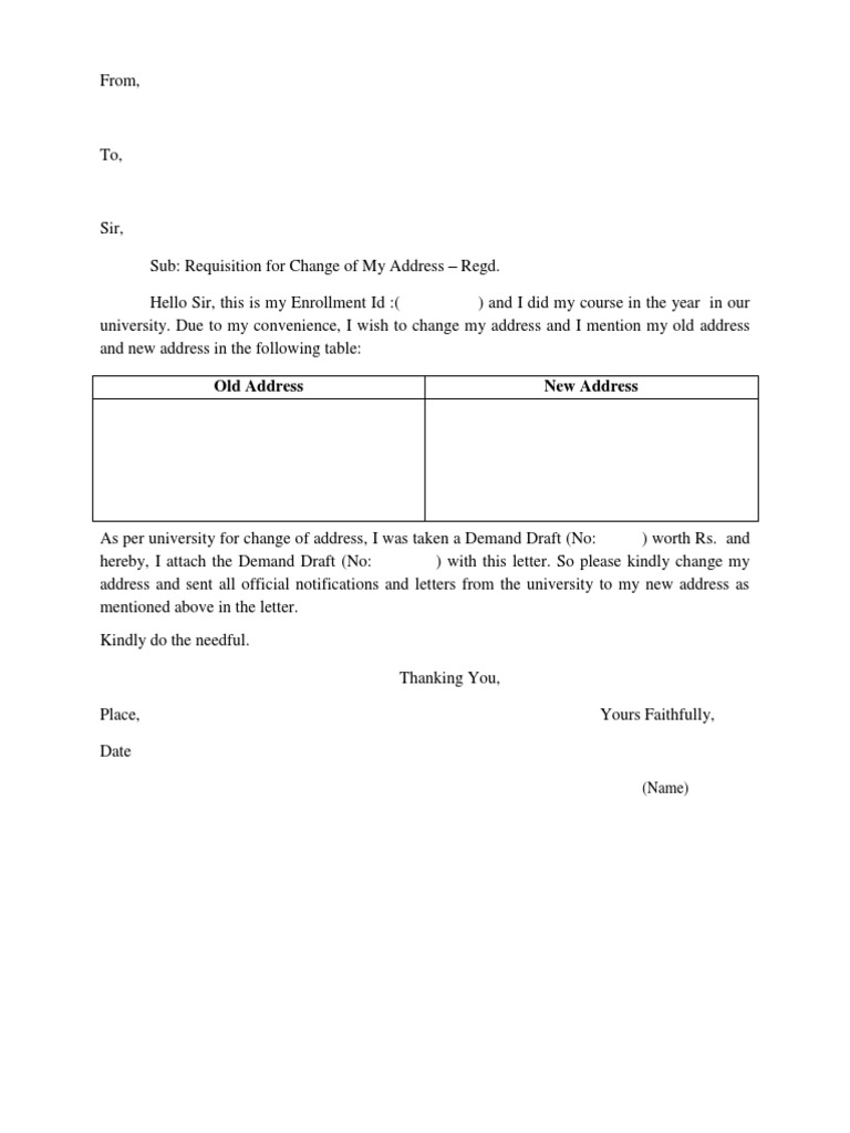Change of Address Request Letter | PDF