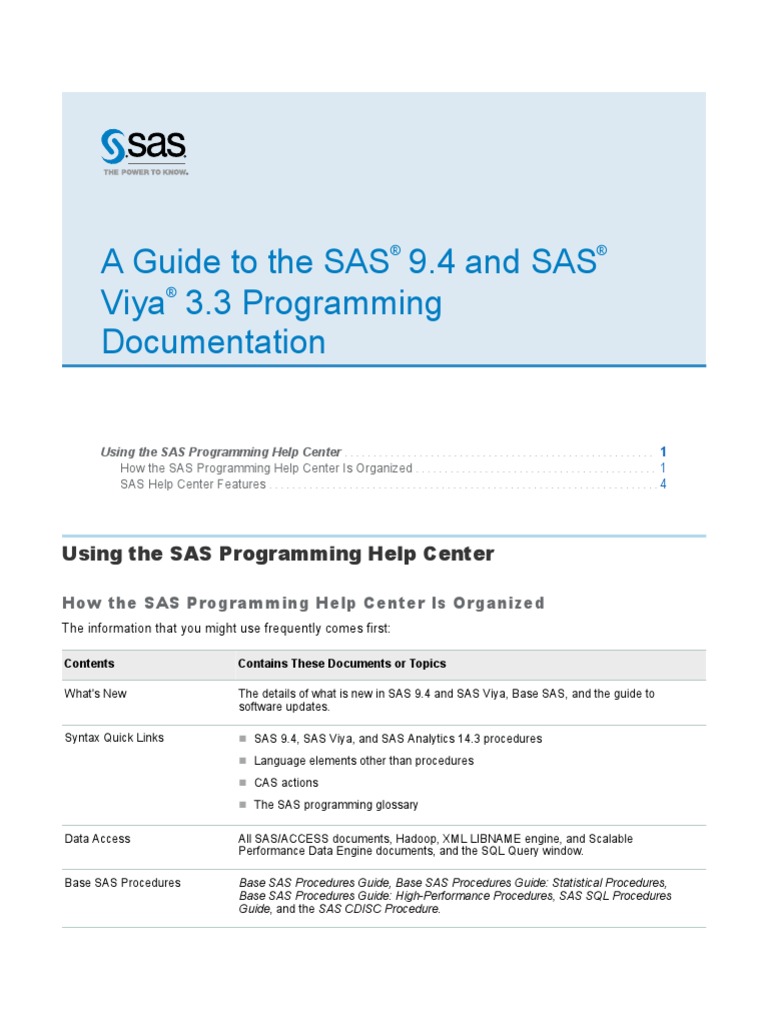 Guide To Sas 94 And Sas Viya 33 Programming Documentation Sas Software Programming Language