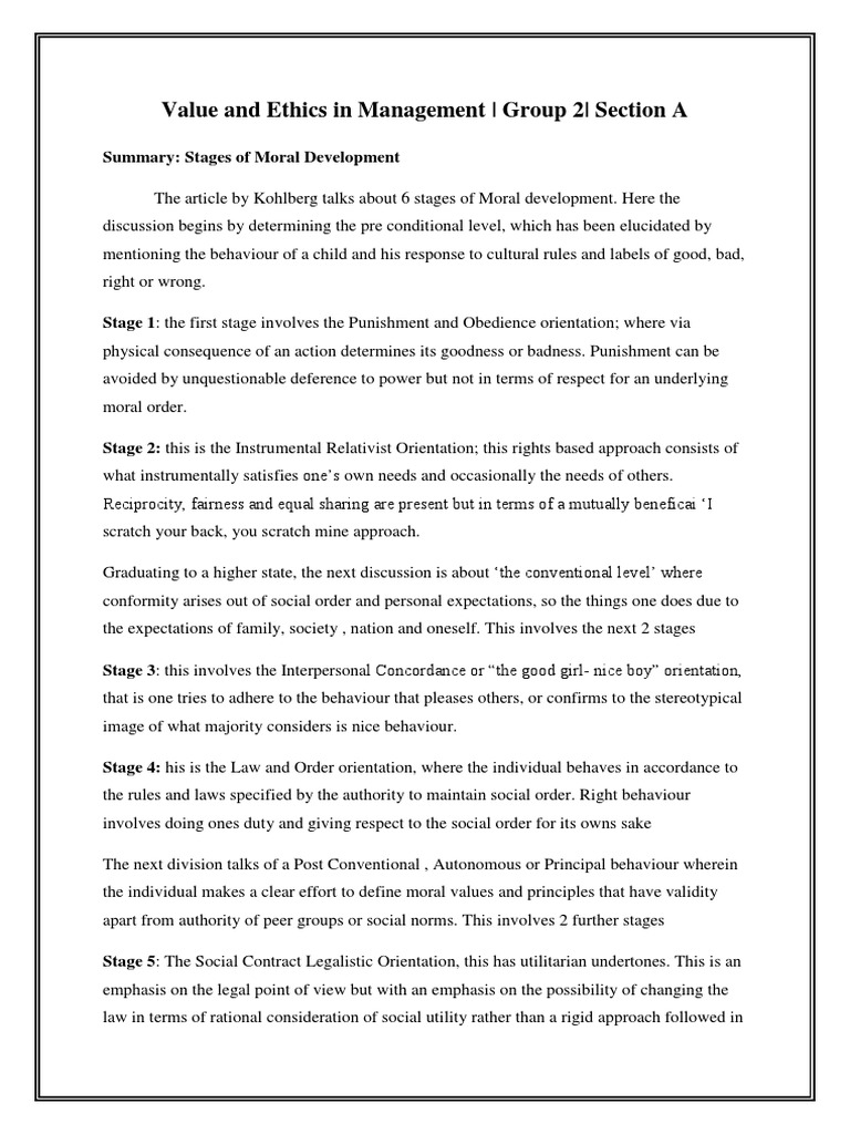 Value and Ethics in Management - Group 2 - Section A | PDF | Morality | Ethical Principles