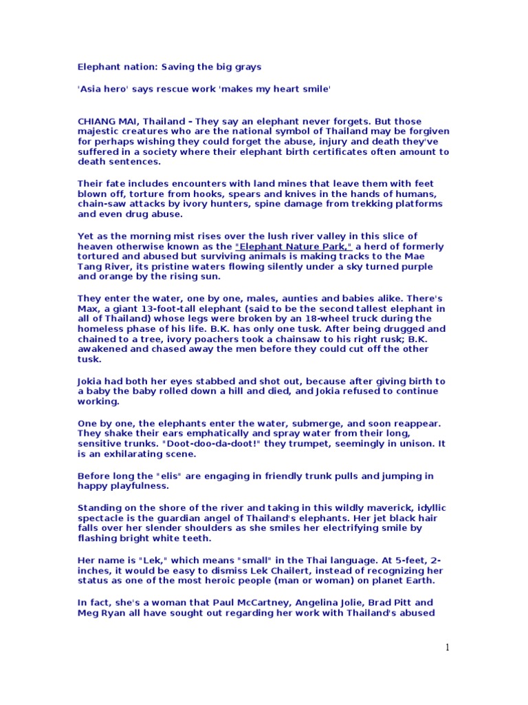 Elephant Nation | PDF | Elephant | Thailand