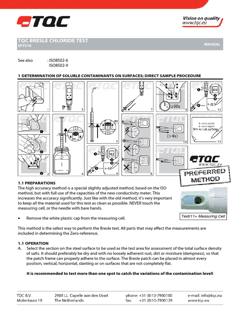 Bresle Kit Chloride Test Kit Sp7310 m44 | PDF | Sodium Chloride | Chloride