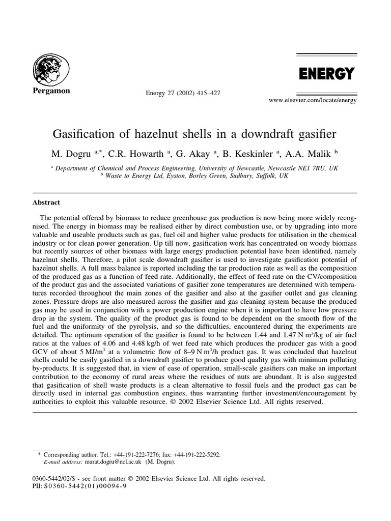 Hazelnut Shells PDF | PDF | Gasification | Pyrolysis