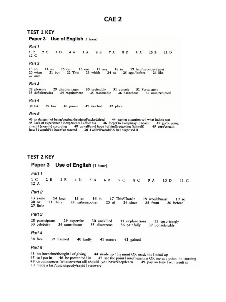 Cae 2 Tests Keys | PDF