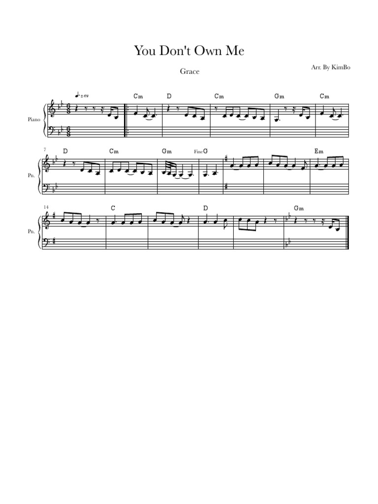 You Don't Own Me - Piano Arrangement | PDF