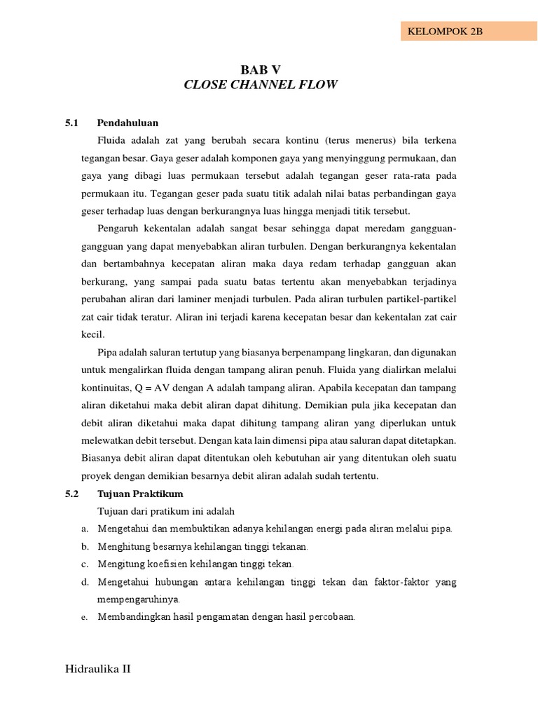 Bab 5 Close Channel Flow | PDF