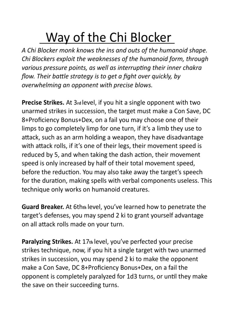 The Way of The Chi Blocker | PDF
