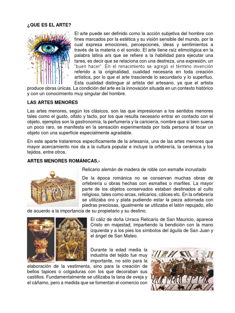 Artes Menores: Definición y Ejemplos | PDF | Artes Decorativas | Escultura