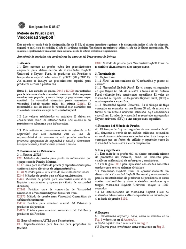 Astm D 88-07 | PDF | Temperatura | Viscosidad