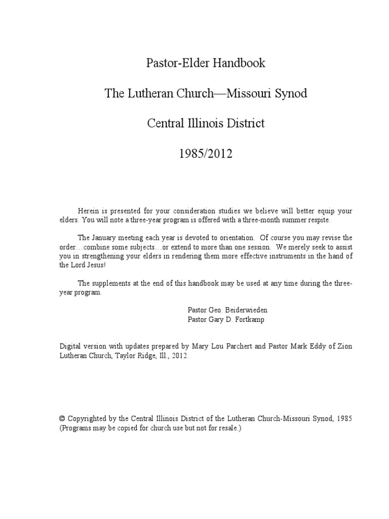 Pastor Handbook | PDF | Baptism | Elder (Christianity)