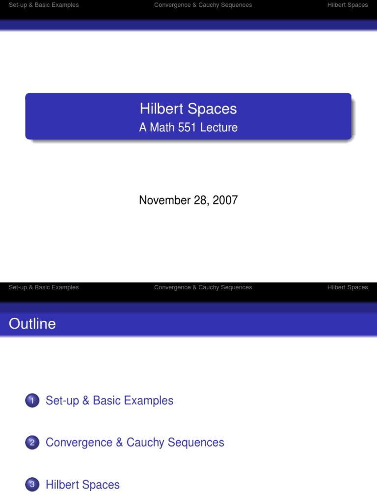 Hilbert Spaces | PDF | Hilbert Space | Sequence