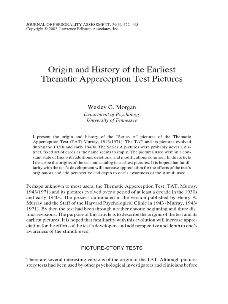 Origin and History of The Earliest TATt Pictures 2002 | PDF | Psychology