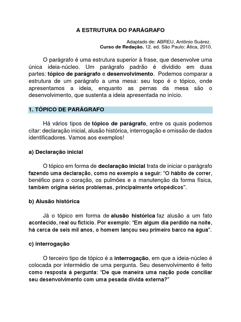 A Estrutura Do Parágrafo | PDF | Coração | Tempo