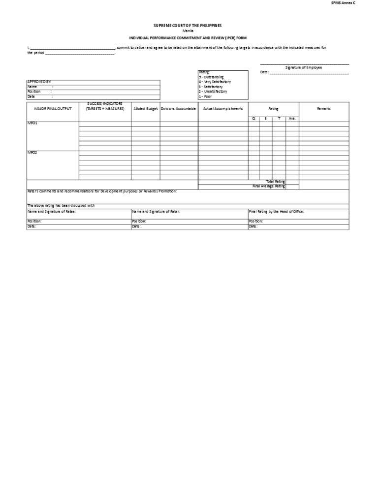 Blank-IPCR-Form.xls | Government | Politics