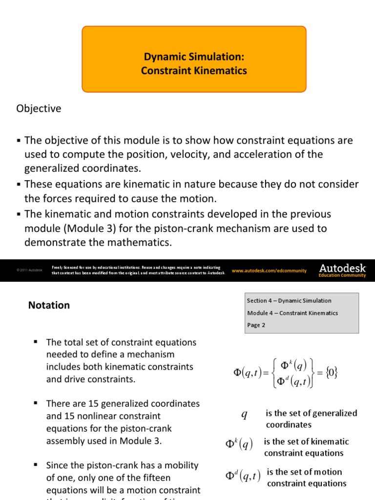 Dynamic Simulation: Constraint Kinematics | Download Free PDF | Kinematics | Analysis