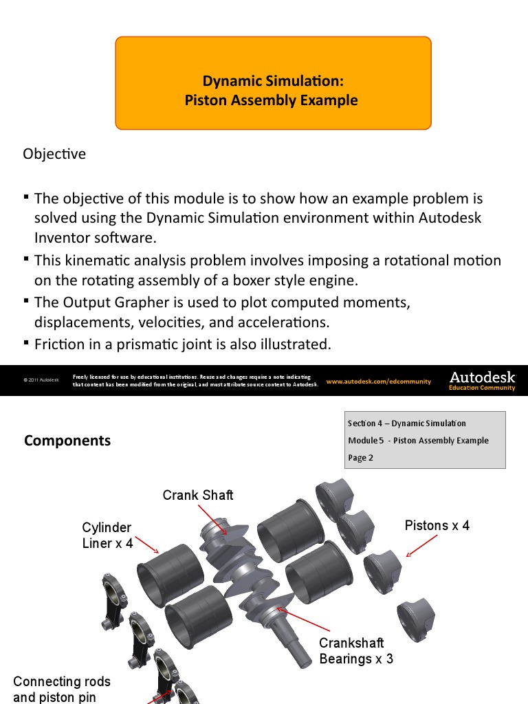 Dynamic Simulation: Piston Assembly Example | PDF | Kinematics | Piston