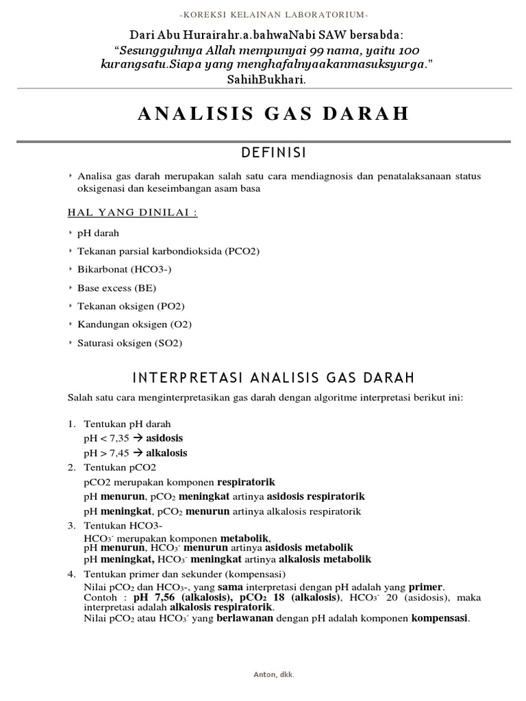 Analisis Gas Darah | PDF