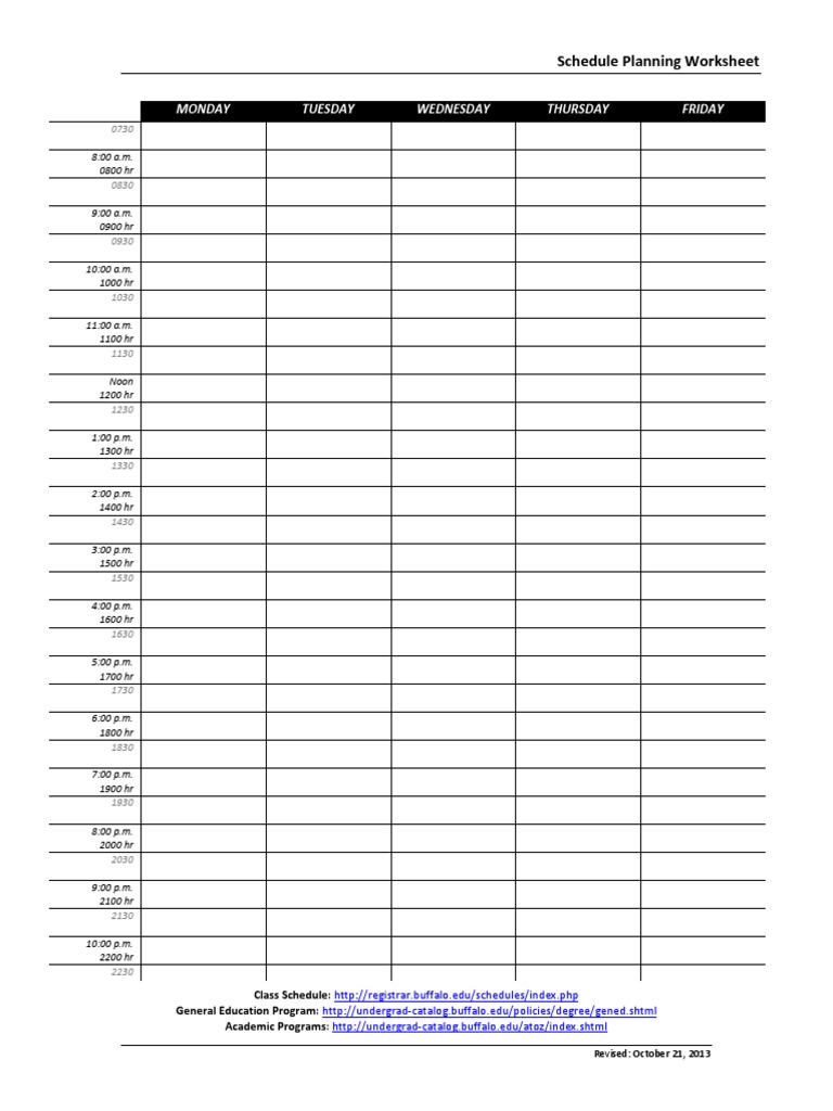 Week Planning Worksheet | PDF