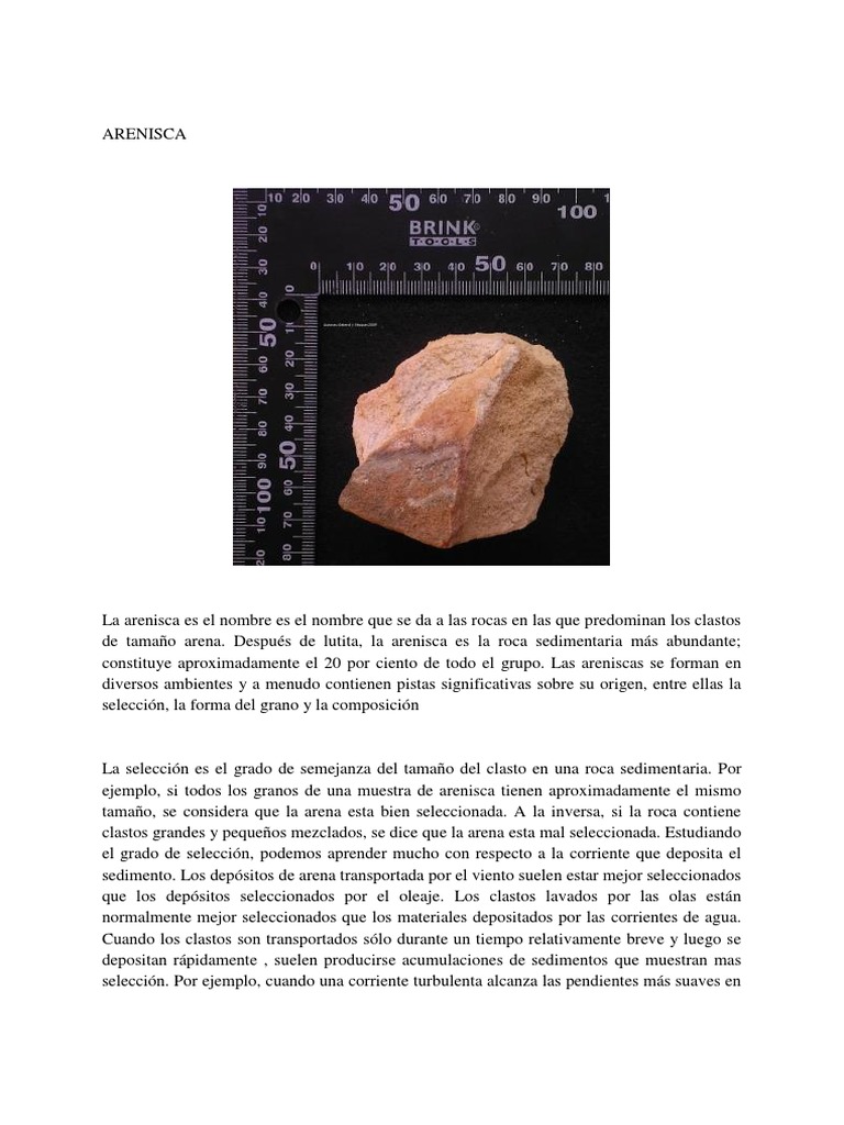 ARENISCA | PDF | Roca clástica | Arena