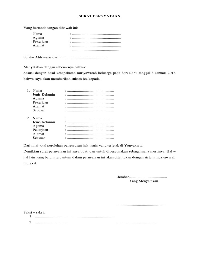 SURAT PERNYATAAN Kosong | PDF