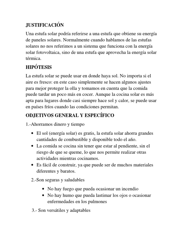 Ventajas de la Estufa Solar Térmica | PDF | Energía solar | Horno