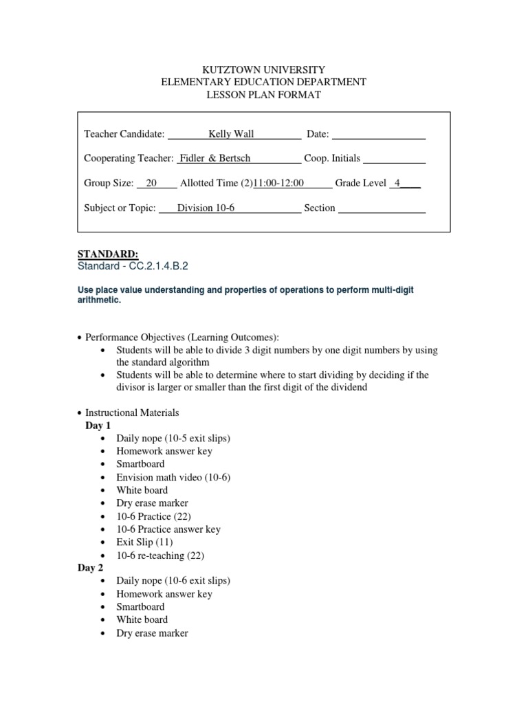10-6 Lesson | PDF | Division (Mathematics) | Behavior Modification