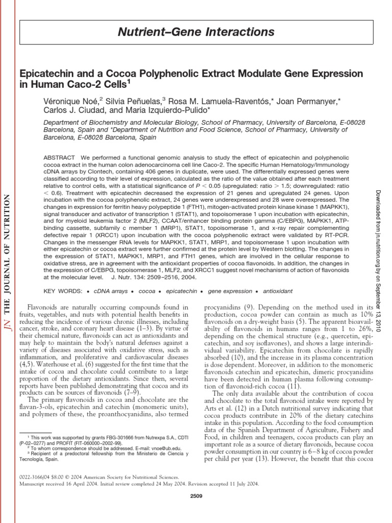 Nutrient-Gene Interactions: Epicatechin and A Cocoa Polyphenolic ...