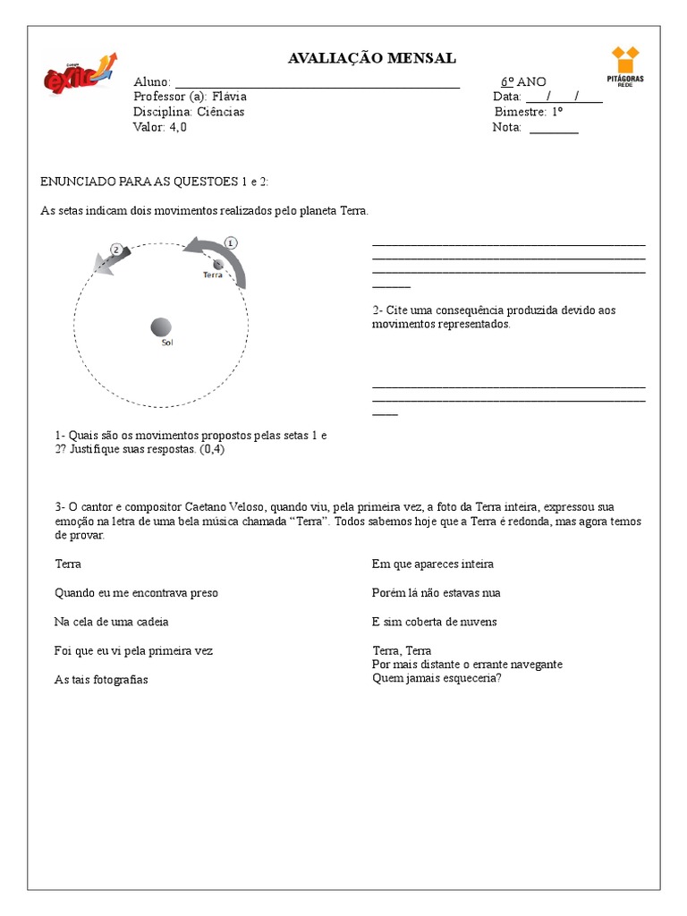 Movimentos da Terra e Evidências da Esfericidade | PDF | Lua | Terra
