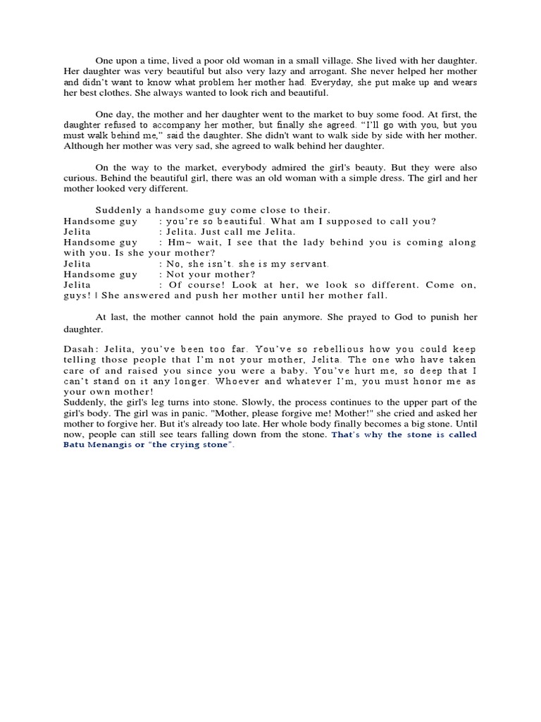 That's Why The Stone Is Called Batu Menangis or "The Cryingstone" | PDF