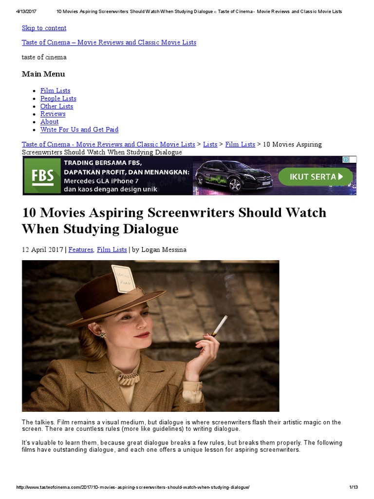 10 Movies Aspiring Screenwriters Should Watch When Studying Dialogue ...