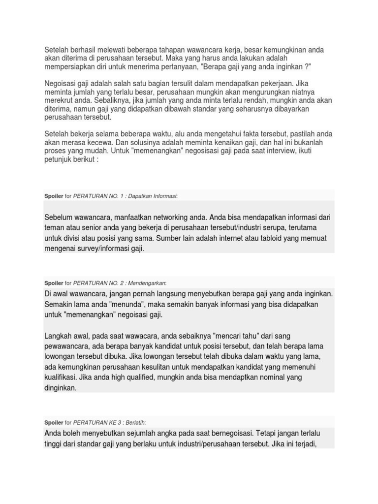 Tips Interview Kerja | PDF