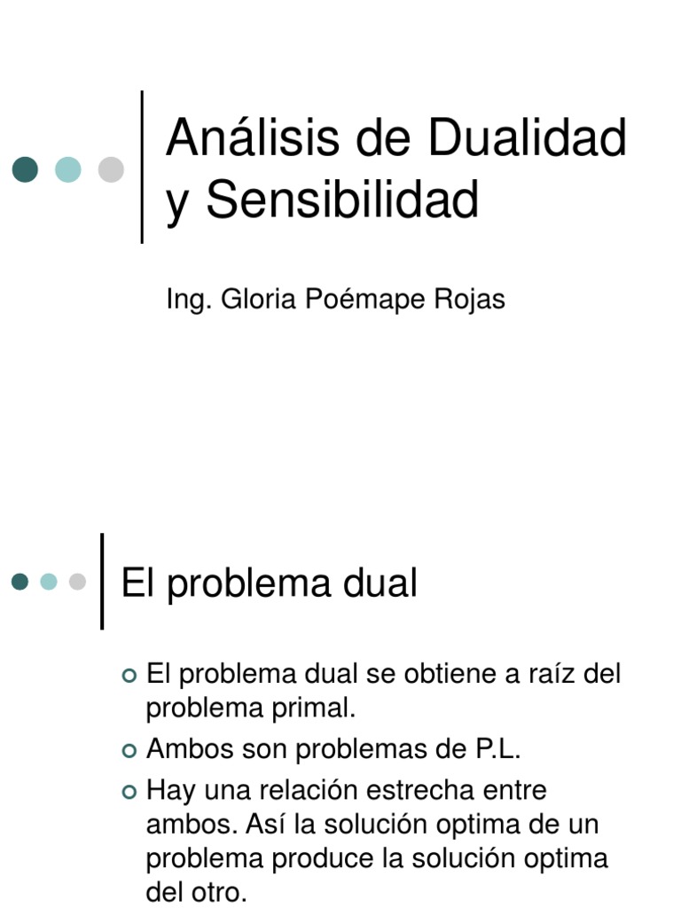 Análisis de Dualidad y Sensibilidad - V1.1 | PDF | Conceptos matemáticos | Enseñanza de matemática