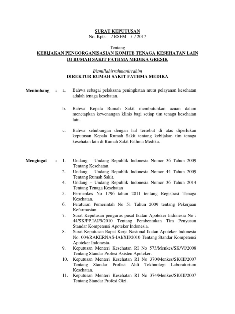 Kebijakan Komite Nakes Lain | PDF