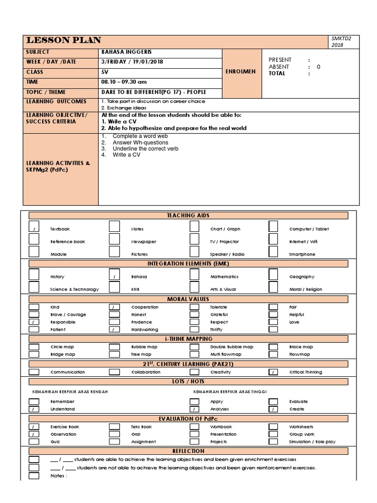 Lesson Plan: Present Absent | PDF | Lesson Plan | Map