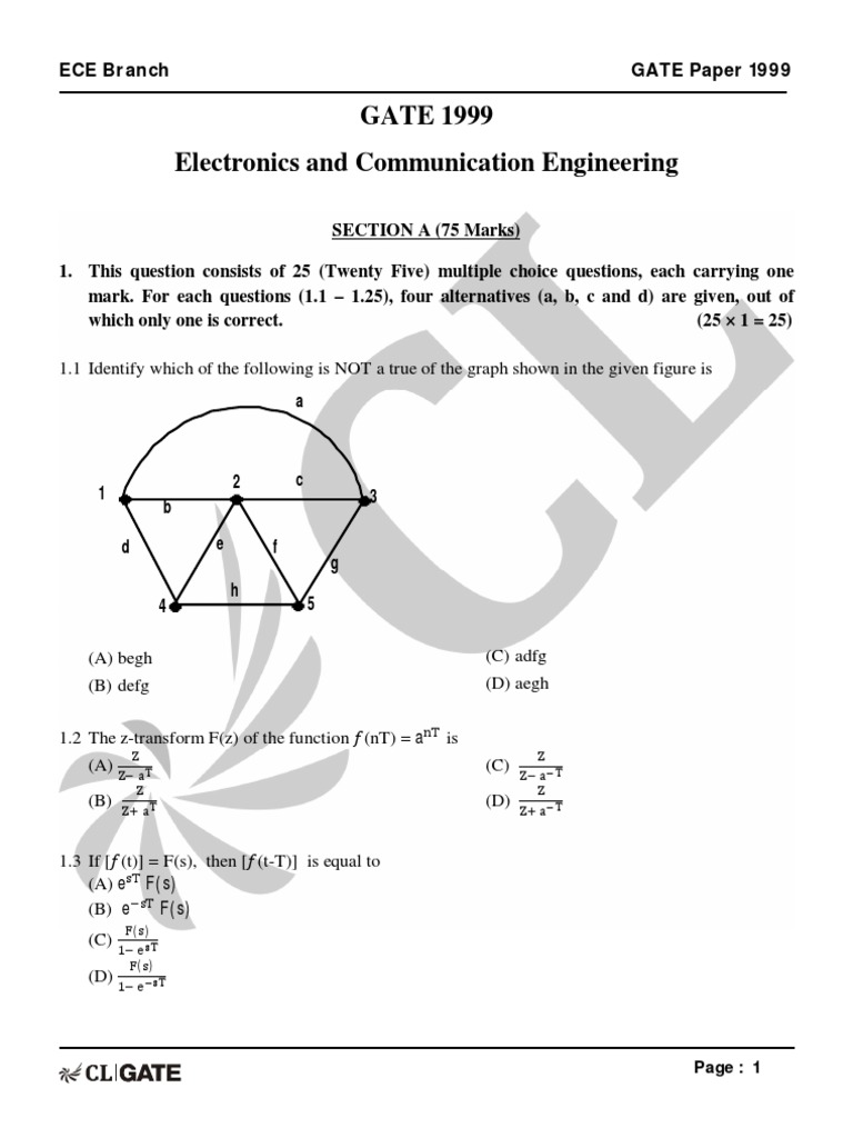 GATE 1999 ECE Branch Question Paper | PDF | Amplifier | Electrical Network