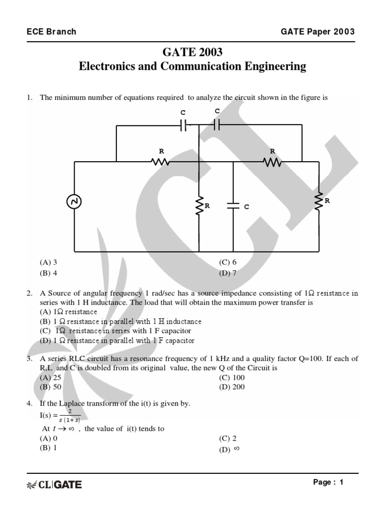 GATE 2003 ECE Exam Questions | PDF | Frequency Modulation | Amplifier