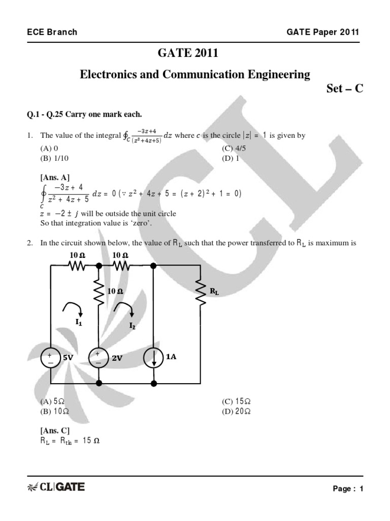 GATE ECE 2011 Actual Paper | PDF | Field Effect Transistor | Bipolar Junction Transistor