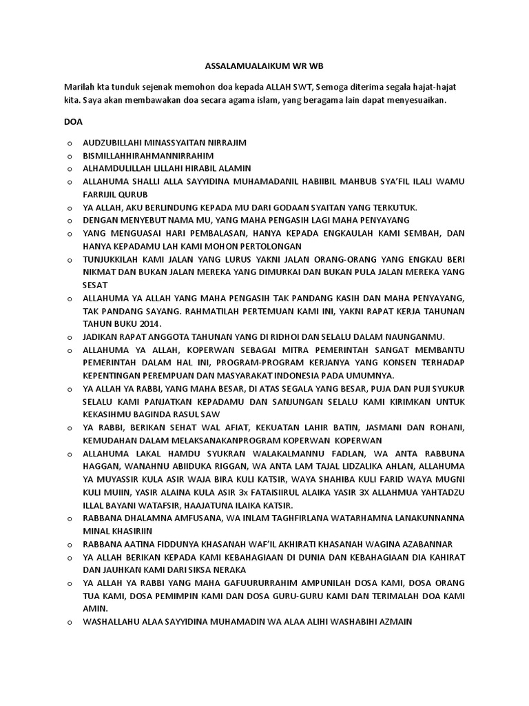 DOA RAT (Rapat Anggota Tahunan) | PDF