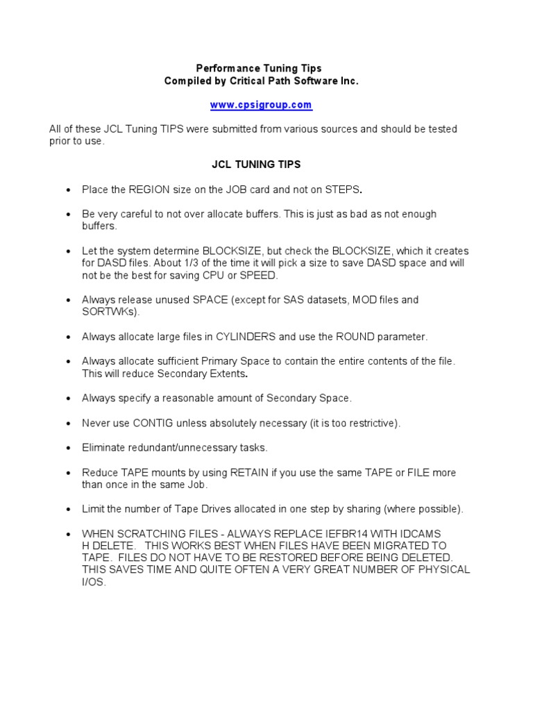Tips JCL | PDF | Computer Architecture | Computer Engineering