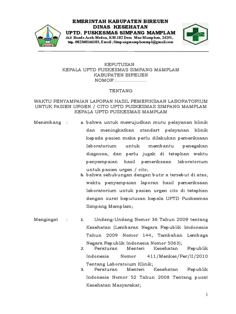 K 8.1.3 Ep 1 SK Waktu Penyampaian Laporan Hasil Pemeriksaan ...