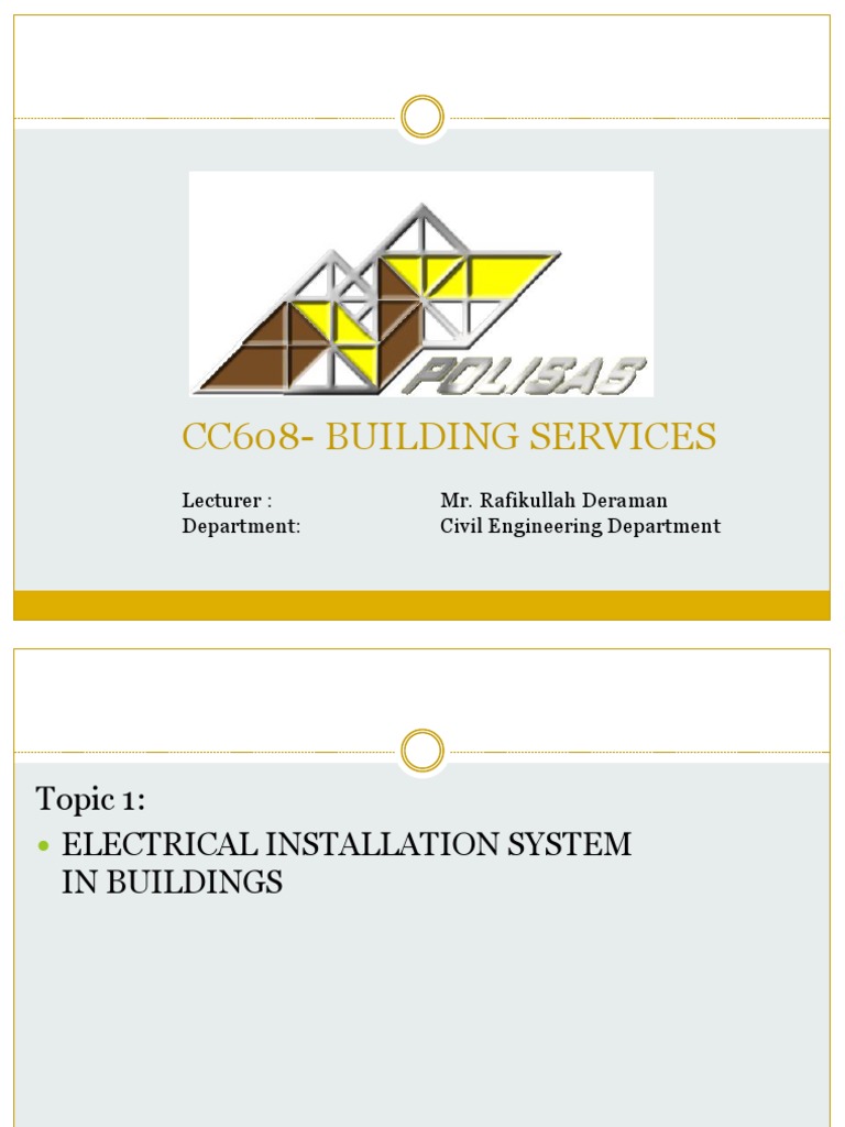 Topic 1 - Fundamental of Electrical System in Building | PDF | Electric ...