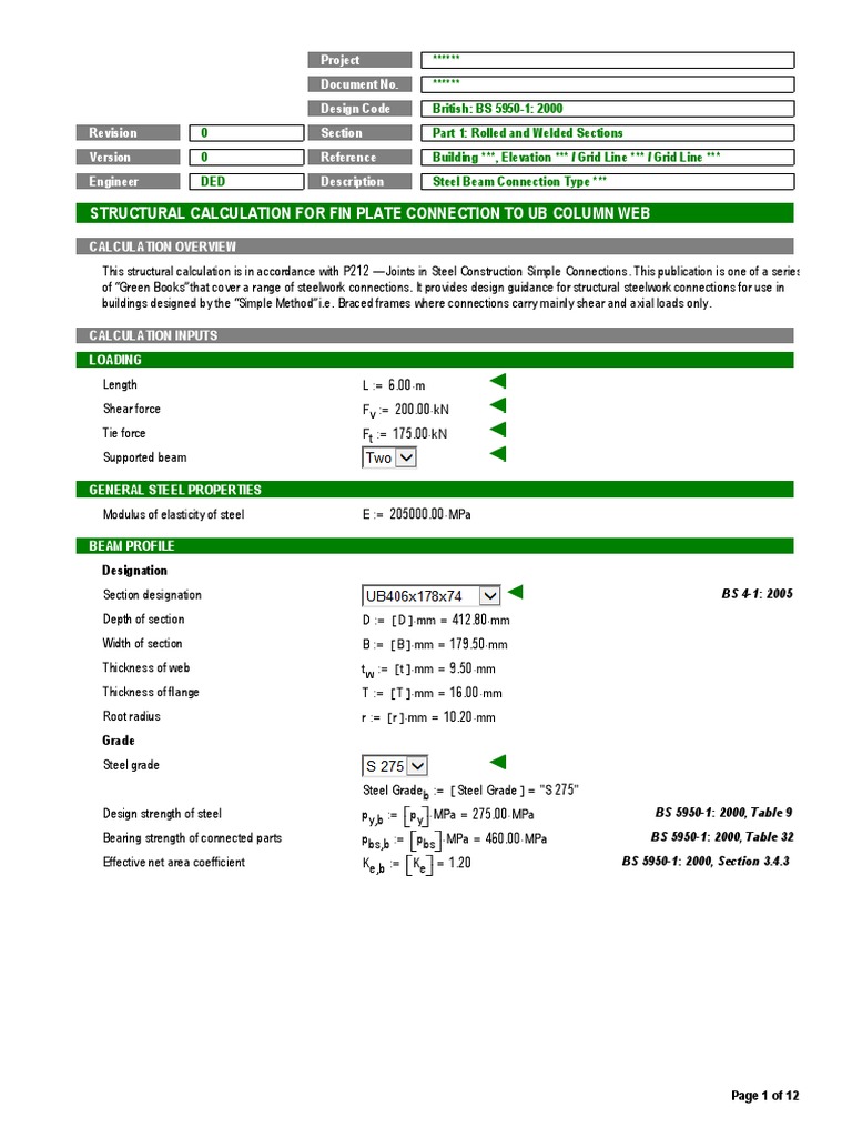 Mathcad - FP To UB Column Web - R0v0 | PDF | Beam (Structure) | Screw